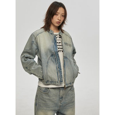 FROMWRTING字由复古水洗废土箱型机车牛仔外套女25春季工装夹克男