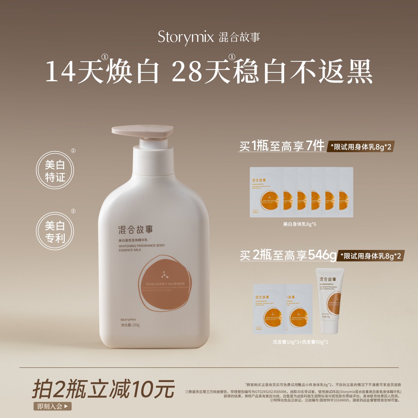 Storymix混合故事润肤露全身变白补水保湿滋润烟酰胺美白身体乳女