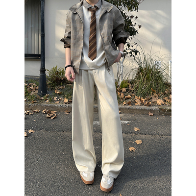 老钱风仿麻垂感休闲裤长裤