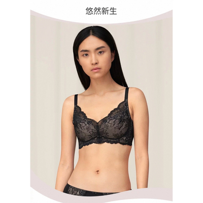 D30-黛-大胸显小薄款无钢圈蕾丝智能贴合全罩杯文胸内衣-11-1877