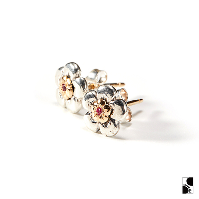 希腊华美复古红宝石耳钉男女