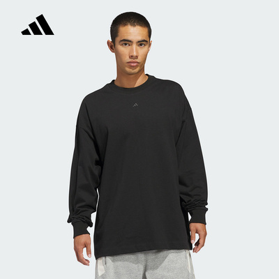 adidas阿迪达斯T恤春新款男女休闲舒适棉质篮球运动长袖 KB7554