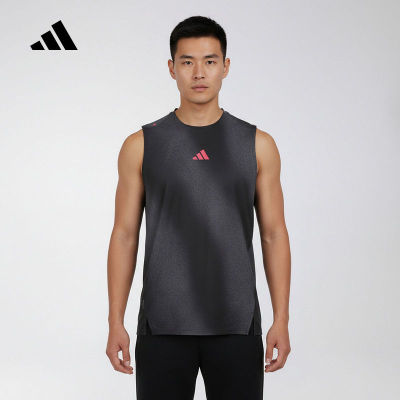 adidas阿迪达斯速干跑步侧开叉修身背心2026春男无袖T恤 KR5093
