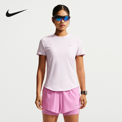 NIKE耐克女短袖夏新款DRI-FIT速干跑步上衣反光运动T恤HM9699-583