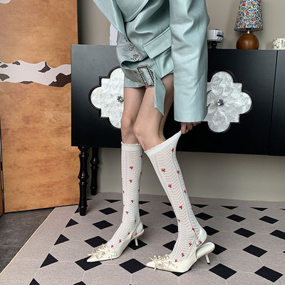 不曾望过的目光~夏季潮流时尚设计清纯个性纯欲小众云朵白小腿袜