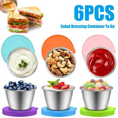 70ML 6Pcs Salad Dressing Container Set Portable Stainless St