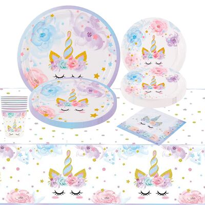 Unicorn Theme Birthday Party Decorations Disposable Tablewar