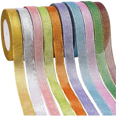25 Yards Metallic Glitter Ribbon Double Face Satin Ribbons F