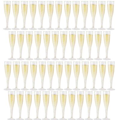 25/50Pcs Clear Champagne Flutes 5oz Plastic Glitter Champagn
