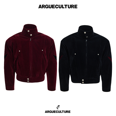 ArguECulturE骑士*原创鳄鱼纹丝绒撞色夹克解构廓形短宽贵气外套