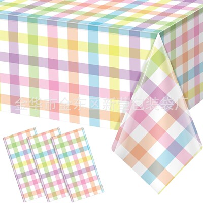 Easter Spring Plaid Disposable Decorative Tablecloth