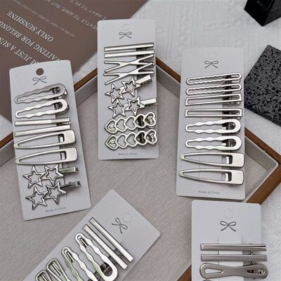 Sliver Metal Hair Clips Women GirlsDuckbill Hairpin Personal