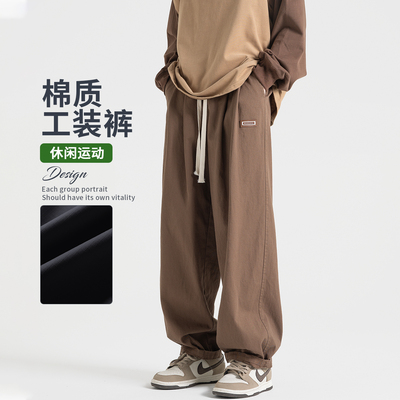 咖色工装裤子男冬季2025新款