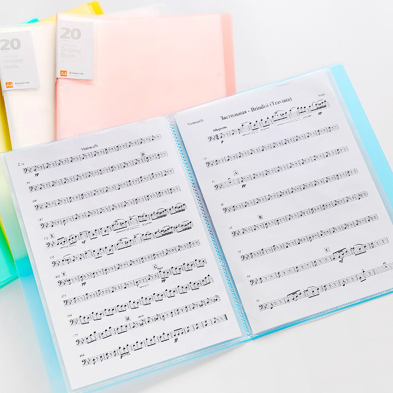 创易资料册A4插页文件夹透明内页塑料pp试卷乐谱夹30页40页收集册