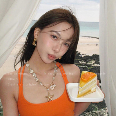 海边度假风海星贝壳项链女生2026
