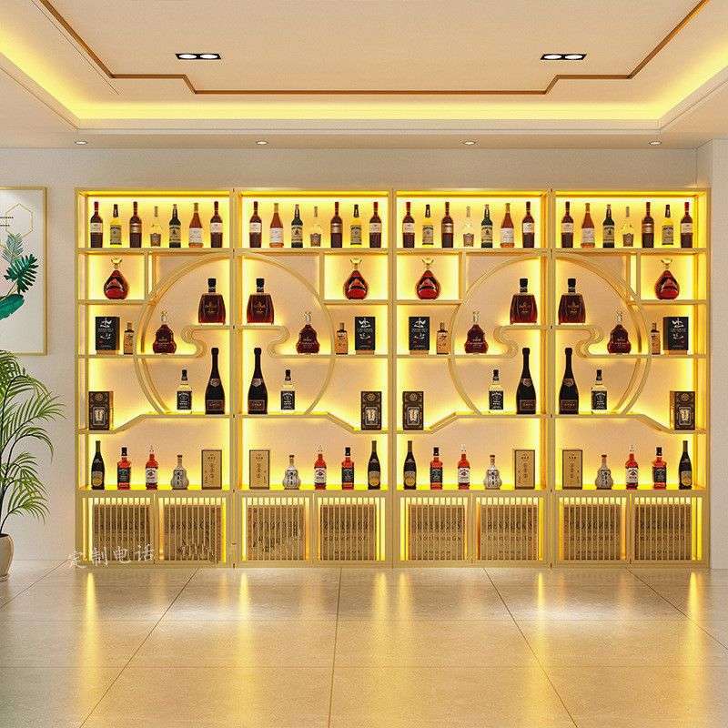 酒庄红酒柜铁艺酒架烟酒柜展示架落地白酒展示柜靠墙葡萄酒架商用