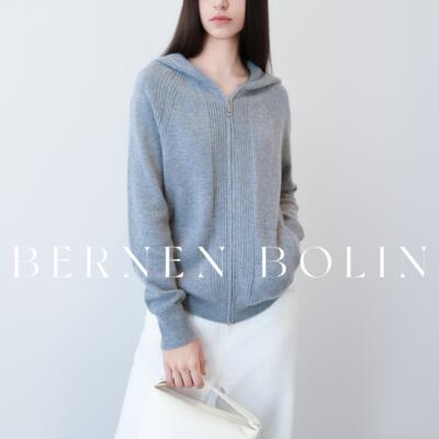Bernen Bolini  100%山羊绒 LP经典连帽拉链 夹克针织外套