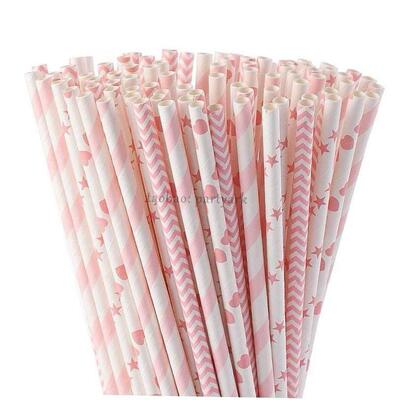 100支一次性小清新纸吸管混装环保饮料吸管亲子手工paper straws