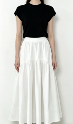 2026新款外贸单女士韩系日常松紧腰抽绳休闲半身裙长裙bn 26270