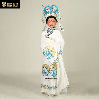 儿 童戏曲武生道袍戏剧演出服装京剧武生武M将将军戏服 团花道袍