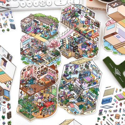 InfeelMe我的小屋第十一弹立体造景贴纸可爱微缩小屋手工拼贴解压