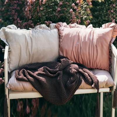 夏季亚麻儿童花边枕头套抑菌