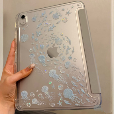 DIY海洋适用ipad保护壳iPad12平板壳iPadair8保护套11寸13寸air5带笔槽10苹果11代a16第9代Pro亚克力mini6壳7