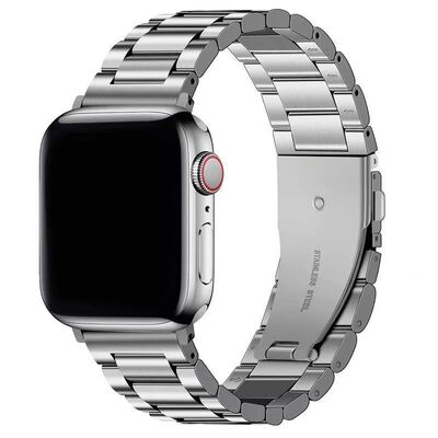 适用iwatch8/7表带金属不锈钢watch654SE气质三珠