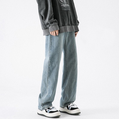 City Hipster 秋季牛仔裤男美式重磅裤子宽松直筒裤复古休闲长裤