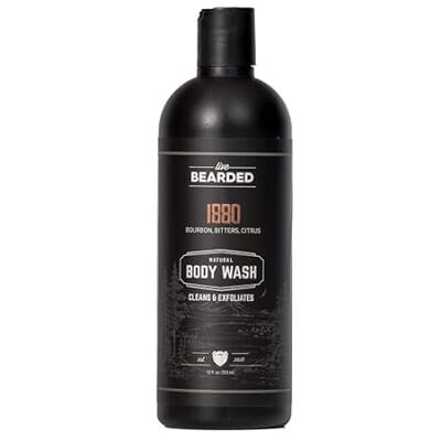 Live Bearded All-Natural Charcoal Body Wash for Men， Exfo