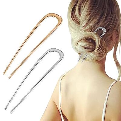 FRDTLUTHW 5.5Inch Large French Hair Pin， U-shaped 2 Prong