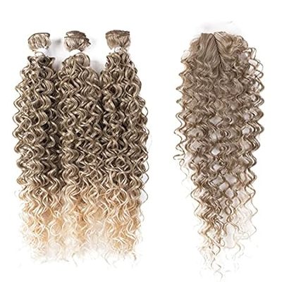 DéBUT Curly Hair 3 Bundles with Easy Closure Synthetic Hi