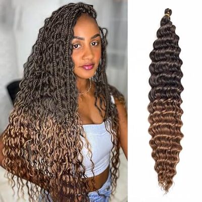 Curly Braiding Hair Ocean Wave Crochet Hair 22Inch Deep C