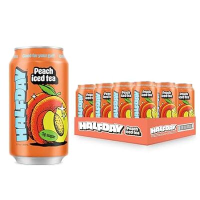 Halfday Prebiotic Peach Iced Tea 12-Pack - Nostalgic Flav