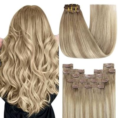 YoungSee Clip in Hair Extensions Real Human Hair Brown Ba