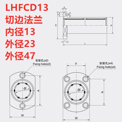 进口型中型法兰直线轴承LHFRD/LHFSD/LHFCD6 8 10 12 16 20 25 30