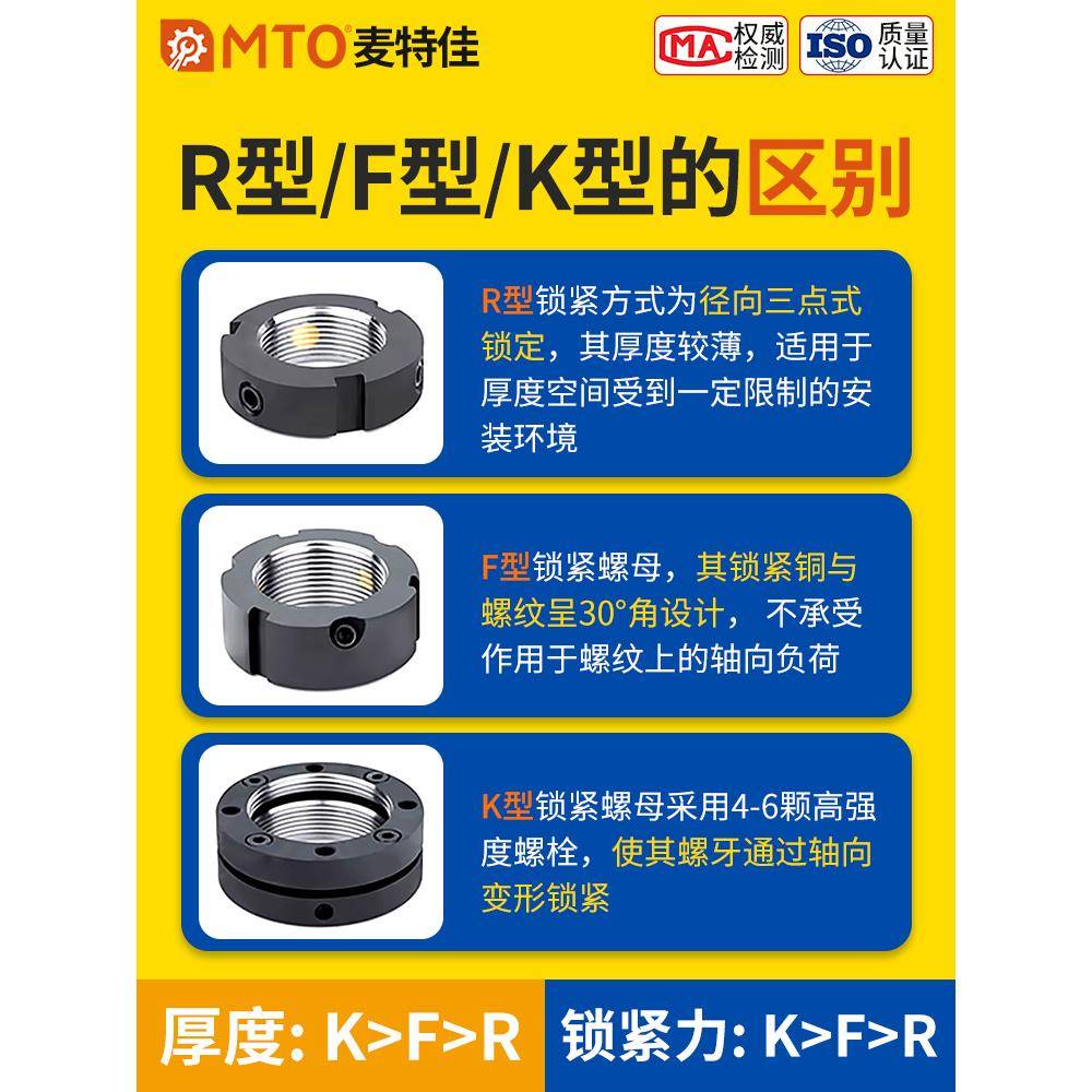R型径向精密锁紧螺母锁定主轴丝杆圆形自锁轴承止退防松螺帽定制