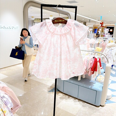 chocolat巧克力韩国代购26夏季女宝荷叶领飞袖裙式包屁连体衣哈衣