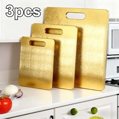 3pc Stainless Steel Gold Cutting Boards - Dishwasher Safe Ch