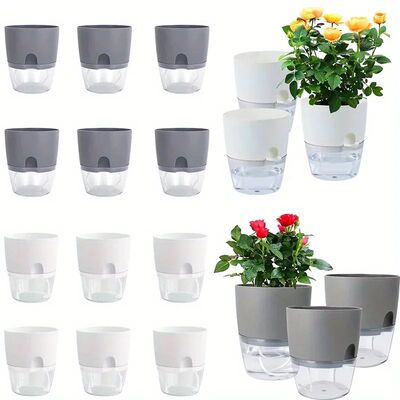 10/5Pcs Self Watering Plastic Flower Pot Double Layer Hydrop