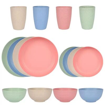 16-piece black polypropylene tableware set: reusable large s