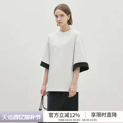 ROW风撞色大袖口休闲T恤女