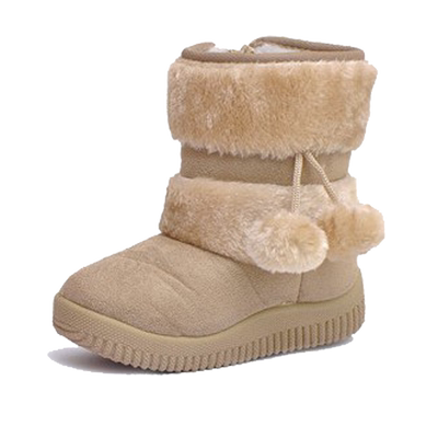 儿童雪地靴童鞋冬季经典外贸款棉鞋软底防滑保暖加绒加厚毛球棉靴