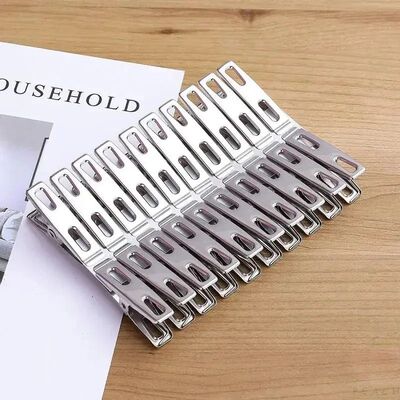 40/20pcs Stainless Steel Flat Mouth Clothespins Binder Clips