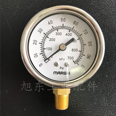 进口马士MARSH马绍恩2.5寸不锈钢压力表0~15/30/60/100/160psi