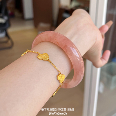 纯天然桃花酿玉镯女款高冰透西柚