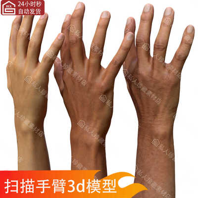 zbrush亚洲男人20岁40岁60岁扫描手臂手部3D模型ZTL纹理贴图高模
