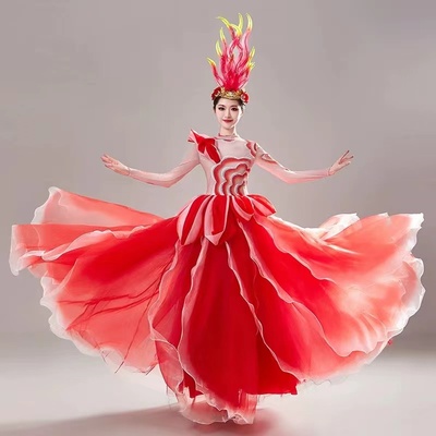 开场舞大摆裙演出服歌伴舞蓬蓬裙