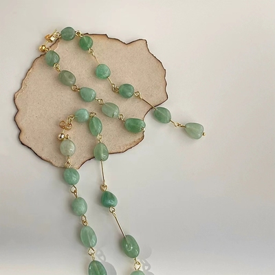 绿色天然石东陵玉一款两戴耳饰夏