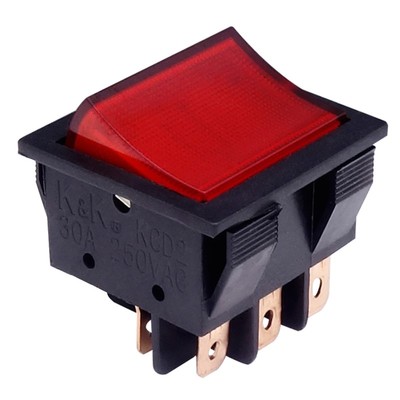 大尺寸大电流船型开关250VAC 30A 3路船型开关无灯 6脚翘板开关